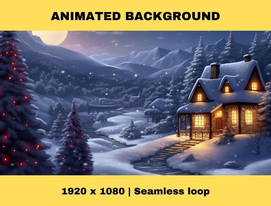 ANIMATED BACKGROUND Christmas Snow Flakes Falling Landscape Lofi Cozy ...