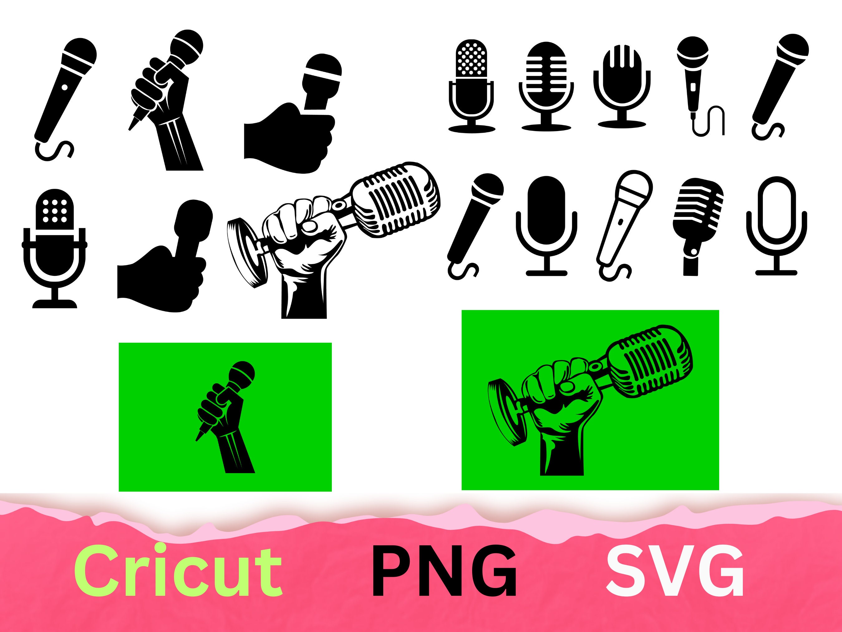 Microphone SVG PNG Cricut Singing SVG Music Mic Microphone Silhouette ...