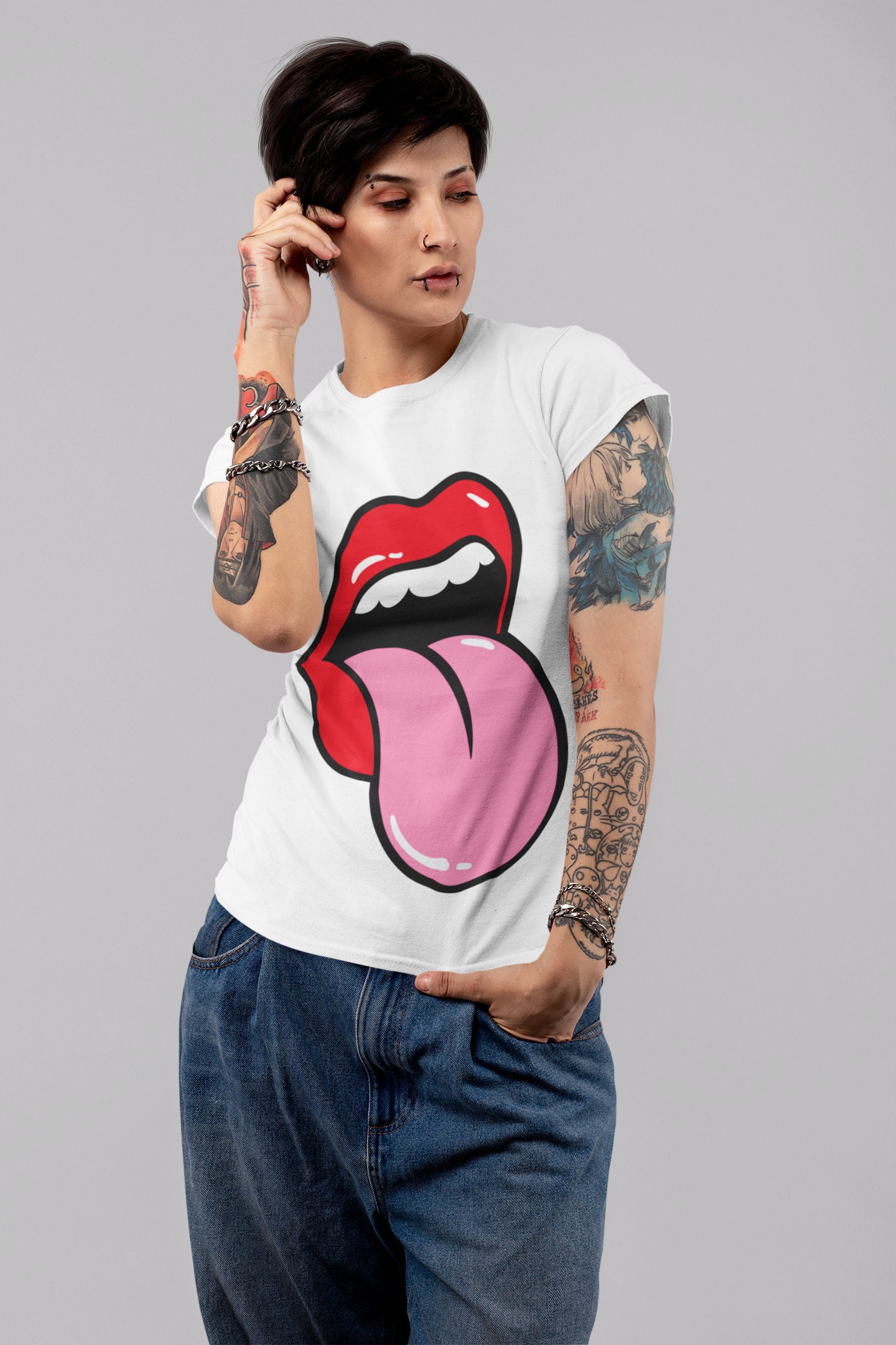 Lips, Rock SVG Digital Clipart Png Red Lips SVG Layered Cricut Tongue ...