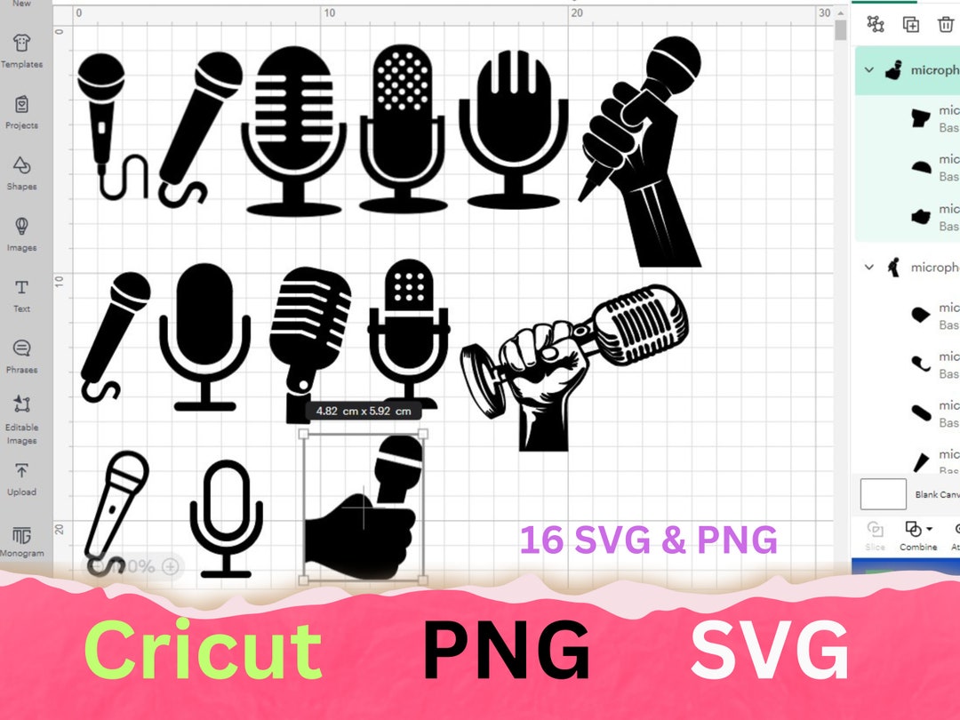 Microphone SVG PNG Cricut Singing SVG Music Mic Microphone Silhouette ...