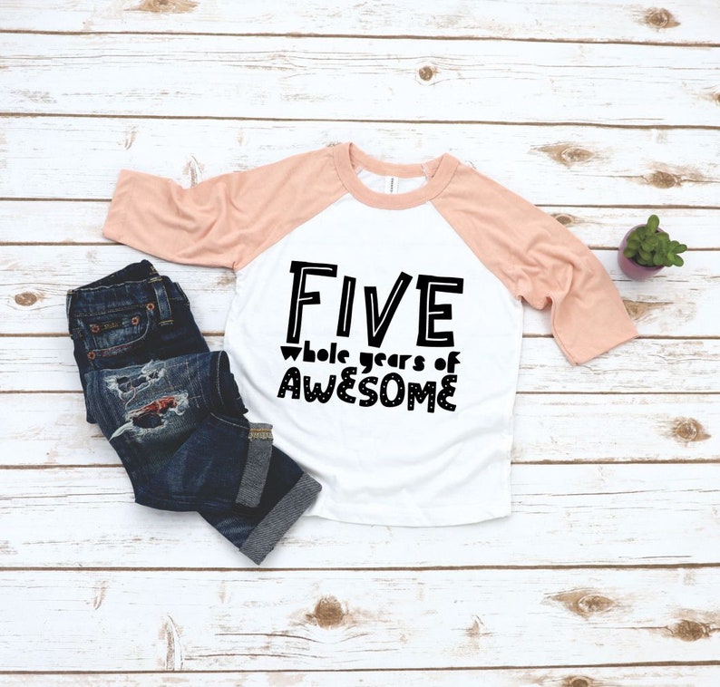 Five Whole Years of Awesome Birthday Shirt - 5th Birthday Boy Girl ...