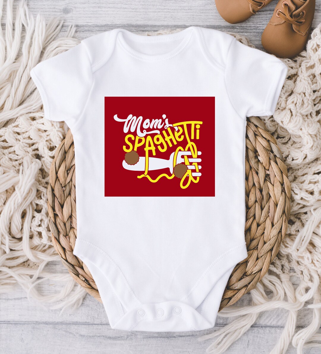 Mom's Spaghetti Baby Onesies® Bodysuit Funny Italian Food Baby Bodysuit ...