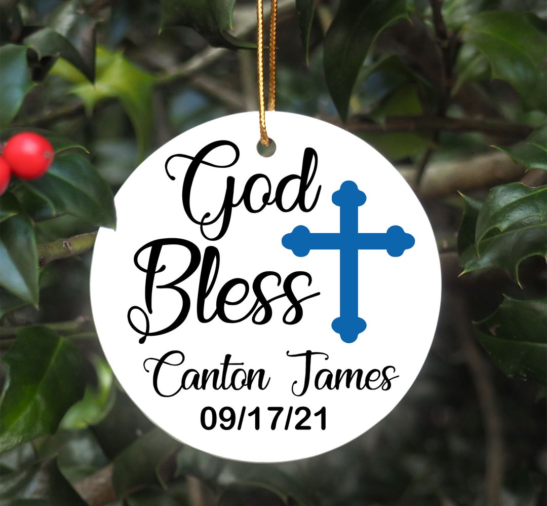 Baptism Ornament for Boy - God Bless Boy Name Christening Ornament ...