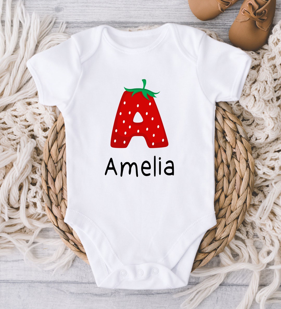 Personalized Baby Girl ONSIES® Brand Bodysuit Custom Name Strawberry ...