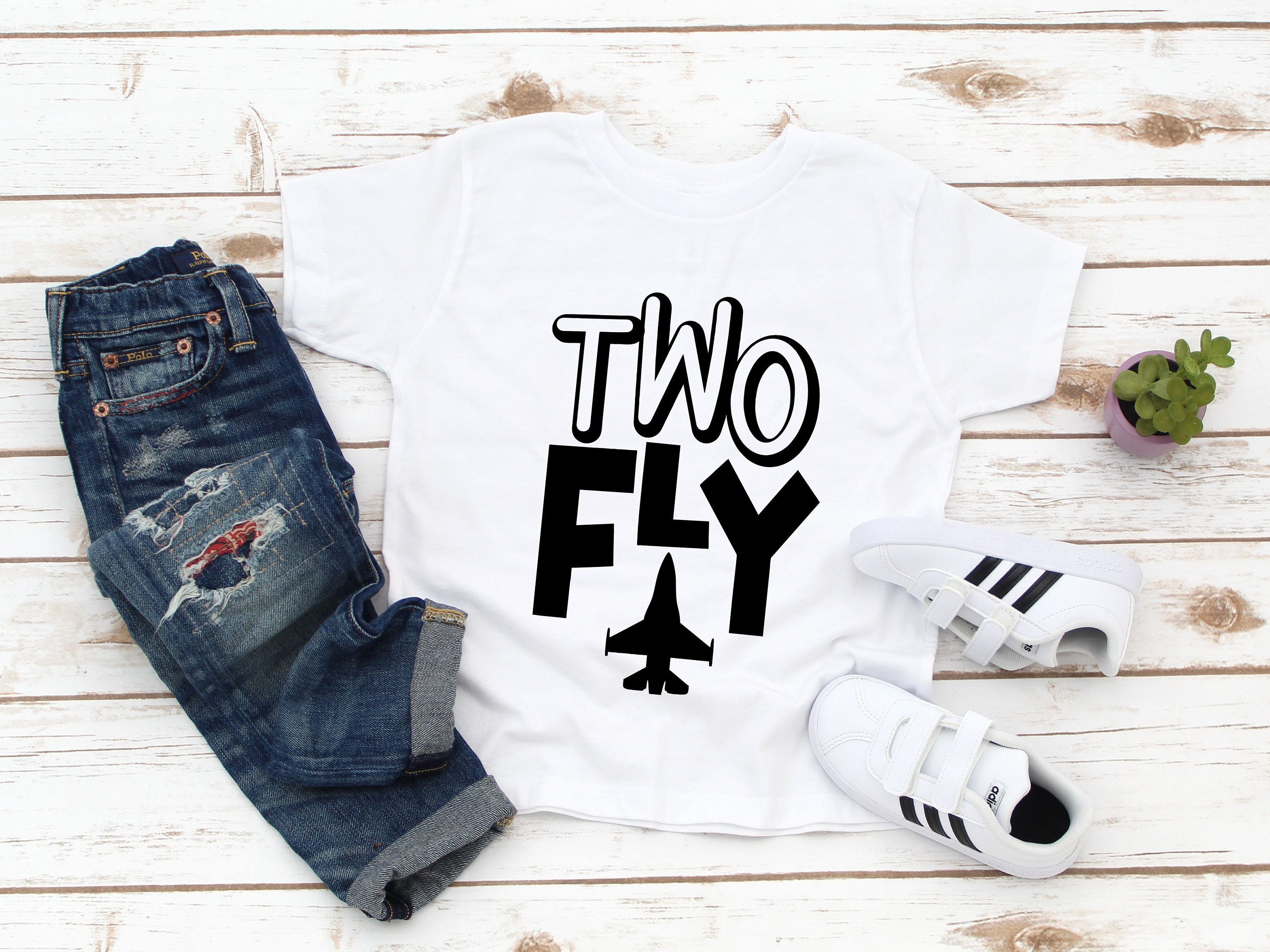 Second Birthday Shirt - Two Fly Fighter Jet Birthday Tee - 2 Year Old ...