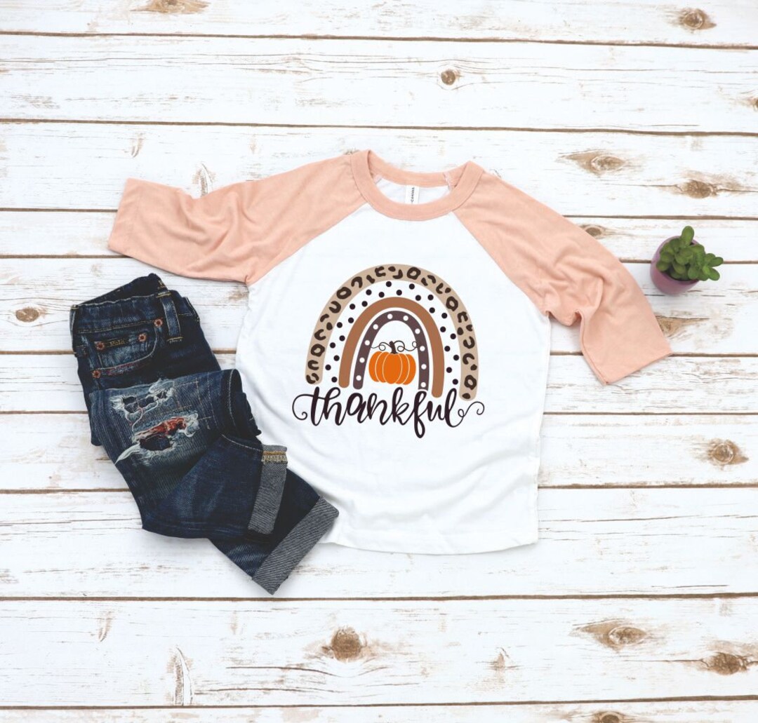 Thankful Fall Rainbow Toddler Girl Shirt - Girls Thanksgiving Thankful ...
