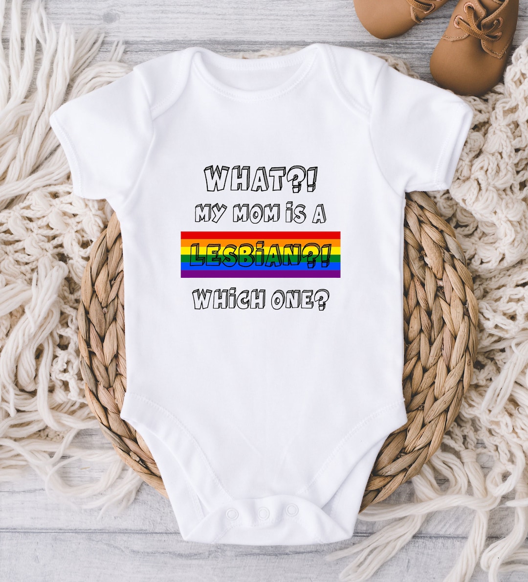 Gay Pride Baby ONESIE® - What?! My Mom is A Lesbian?! Which One? - Baby ...