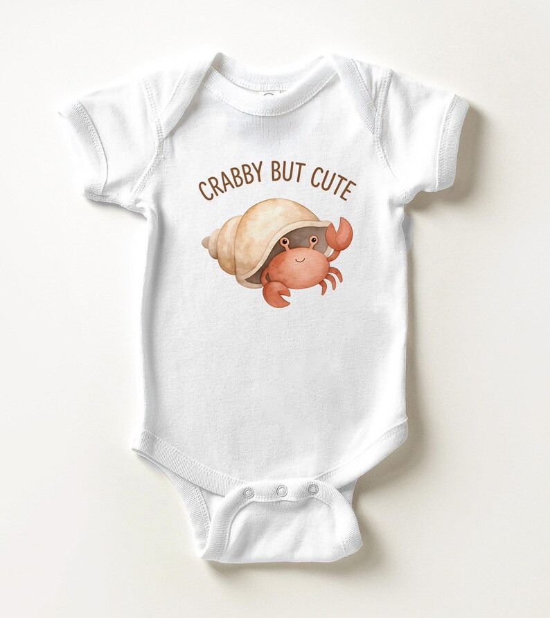 Crabby but Cute Baby Onesie - Funny Hermit Crab Bodysuit - Etsy