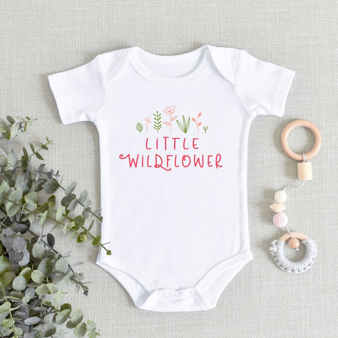 Little Wildflower Onesie® Baby Girl Flower Onesie® Boho Little Wildflower Bodysuit Cute Baby ...