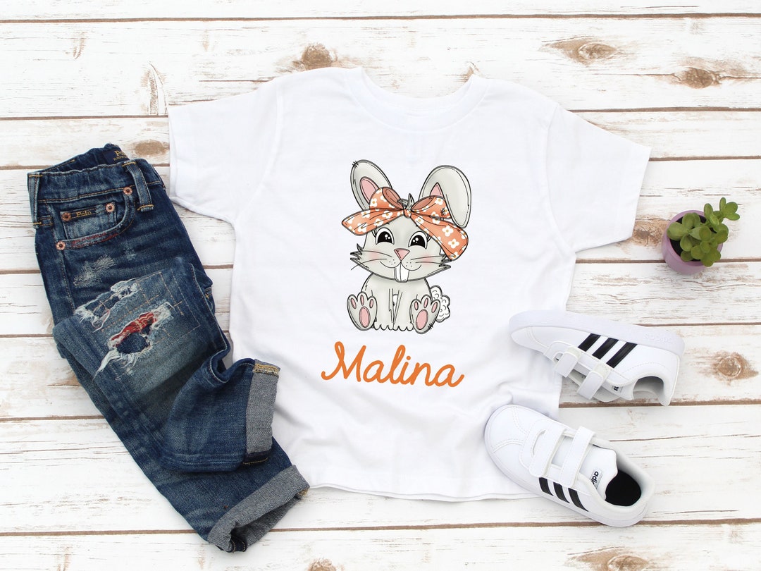 Easter Bunny Girls Tee - Personalized Name Easter Bunny Girls Shirt ...