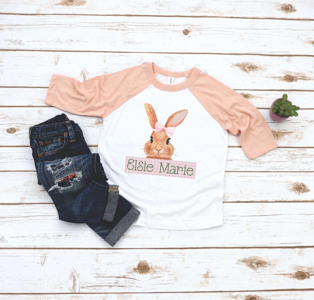 Easter Bunny Girls Tee - Personalized Name Easter Bunny Girls Shirt ...
