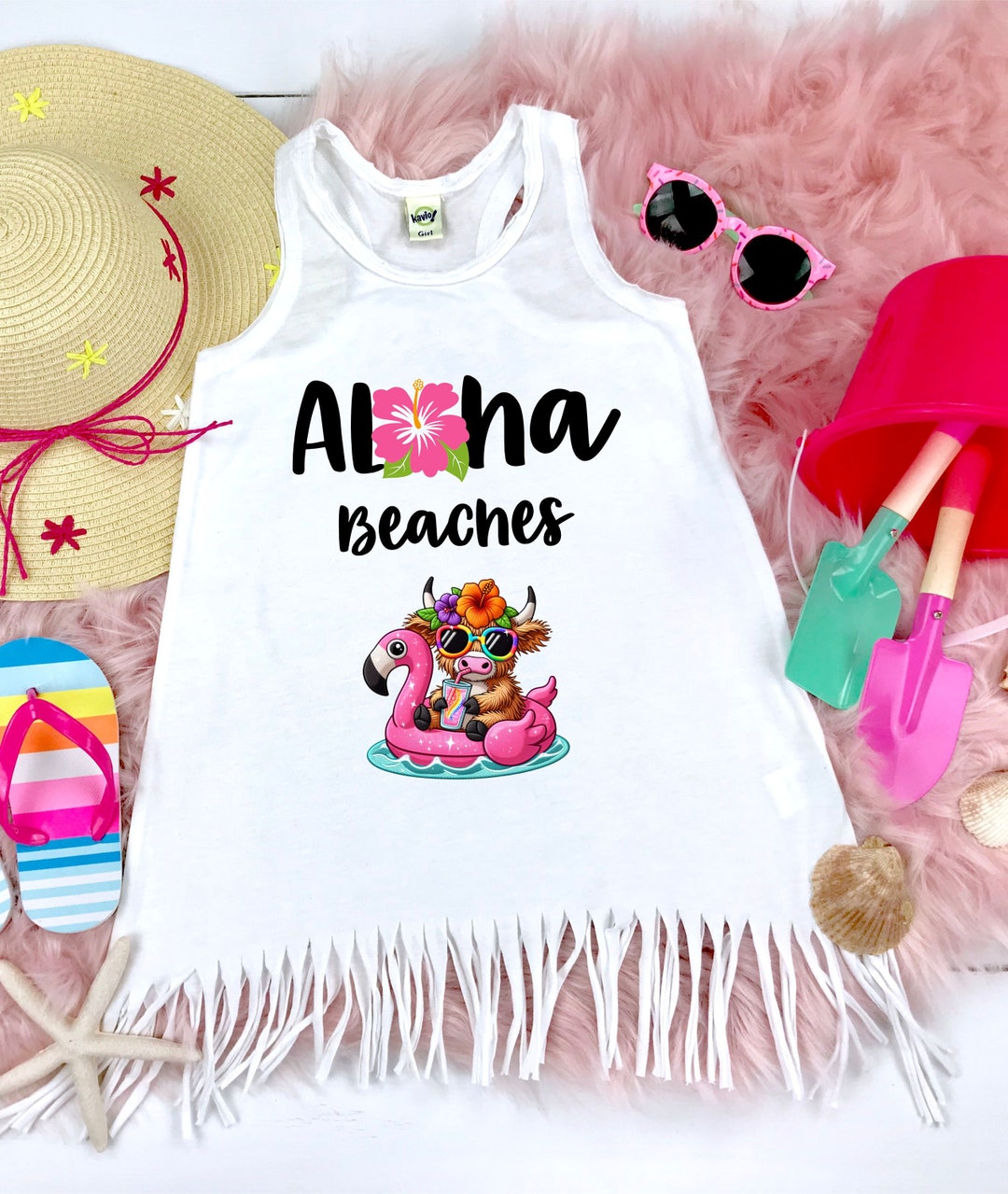 Aloha Beaches Fringe Boho Dress - Bathing Suit Coverup - Toddler Girl ...