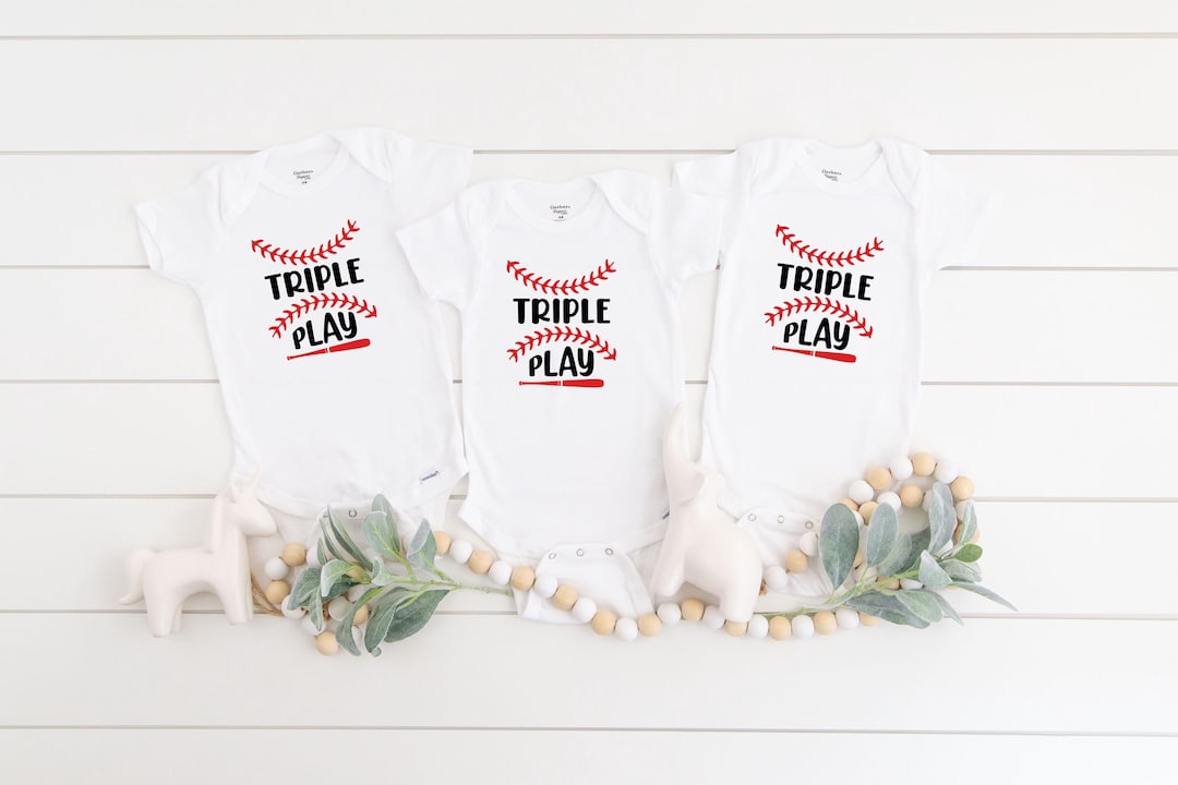 Triplets Baby ONESIES® Bodysuits - Gift for Triplet Boys - Baseball ...