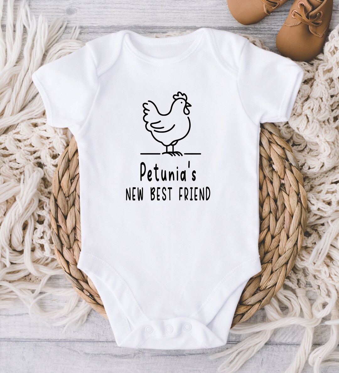 New Best Friend Chicken Baby Onesies® Bodysuit Cute Chicken Name Baby ...
