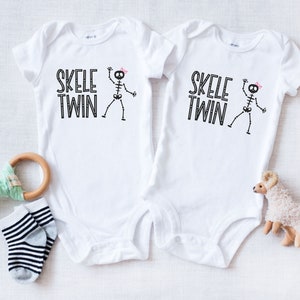Halloween Twins Baby ONESIES® Brand Bodysuit - Skeletwins Funny Twin ...