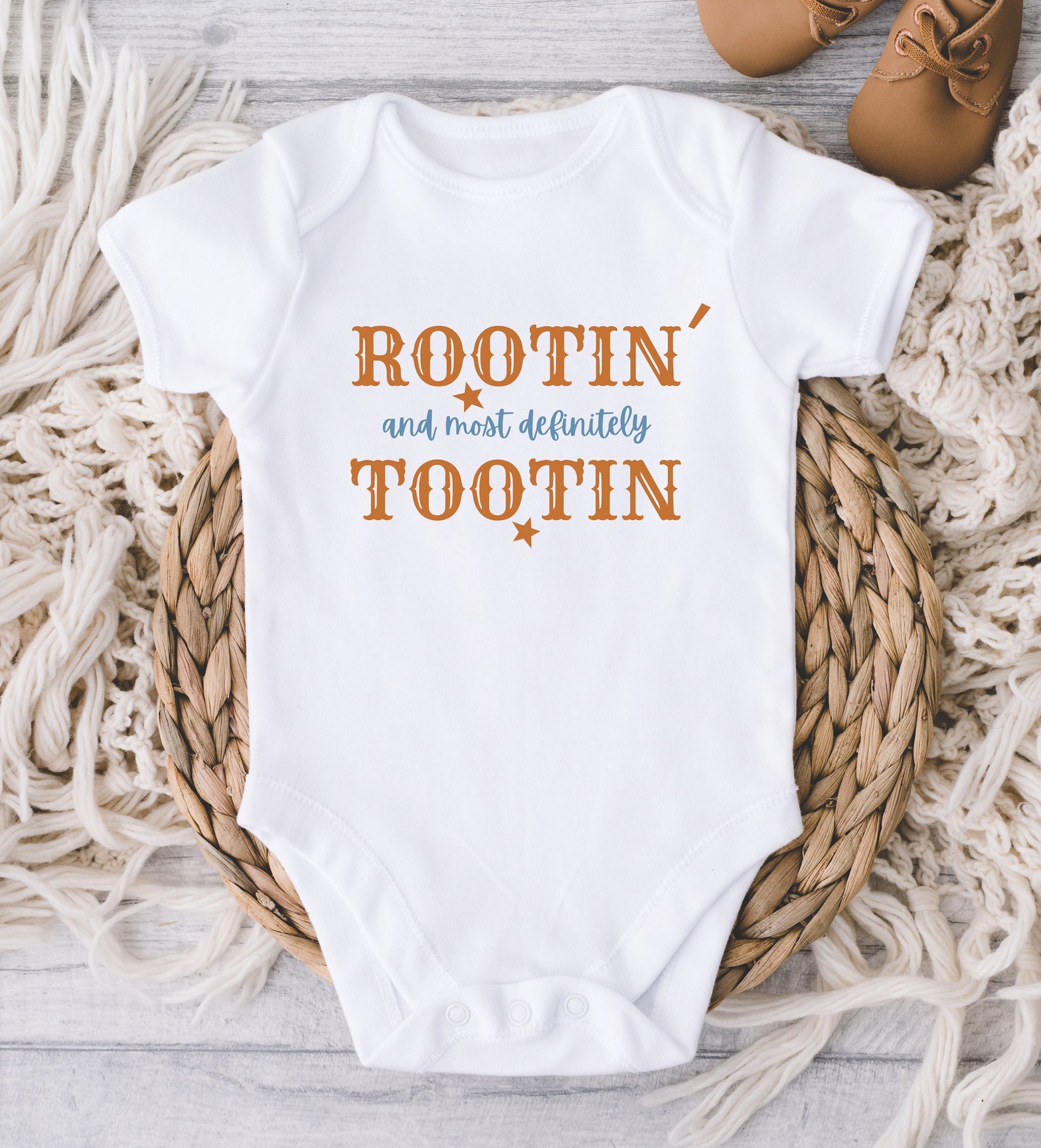 Rootin and Most Definitely Tootin Baby ONESIES® Brand Bodysuit - Cowboy ...