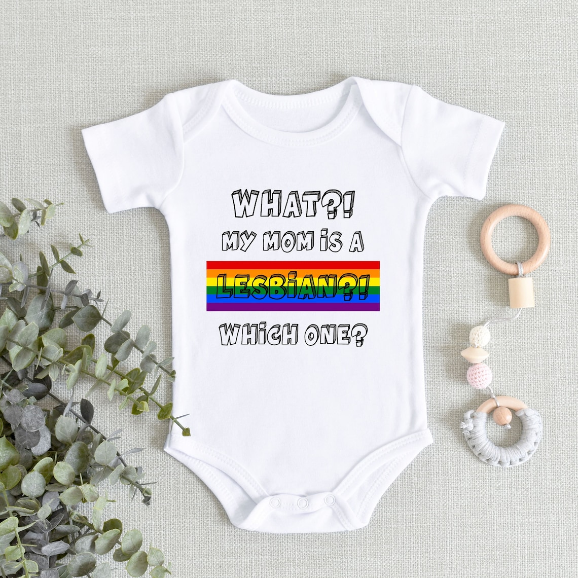 Gay Pride Baby ONESIE® - What?! My Mom is A Lesbian?! Which One? - Baby ...