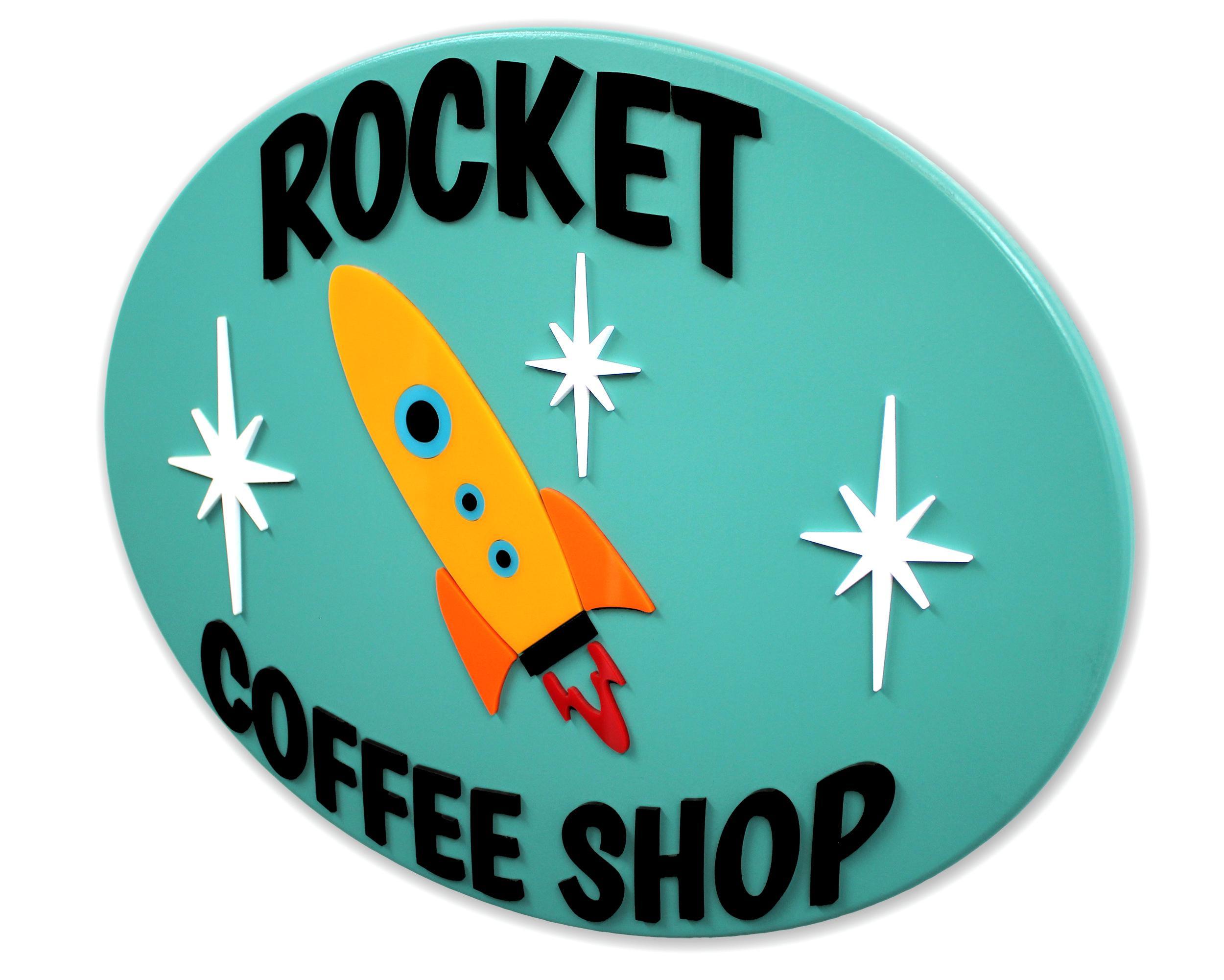 Mid Century Modern Rocket Coffee Shop Sign: Atomic Age Decor - Etsy
