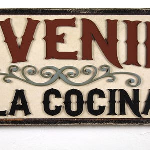 Cocina Sign Bienvenidos Cocina Wood Kitchen Sign Kitchen Wall Decor ...
