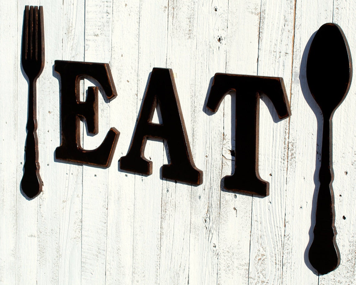 Rustic Eat Sign Eat Wooden Sign Fork and Spoon Wooden Eat Sign - Etsy