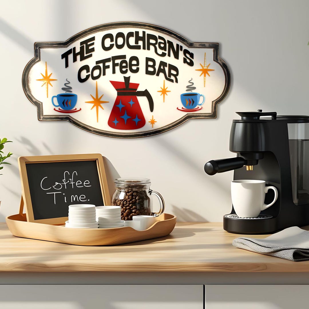 Personalized Coffee Bar Sign: Rustic Wood & Acrylic Kitchen Decor - Etsy