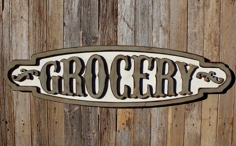 Kitchen Wall Decor Rustic Grocery Sign Vintage Grocery Sign - Etsy