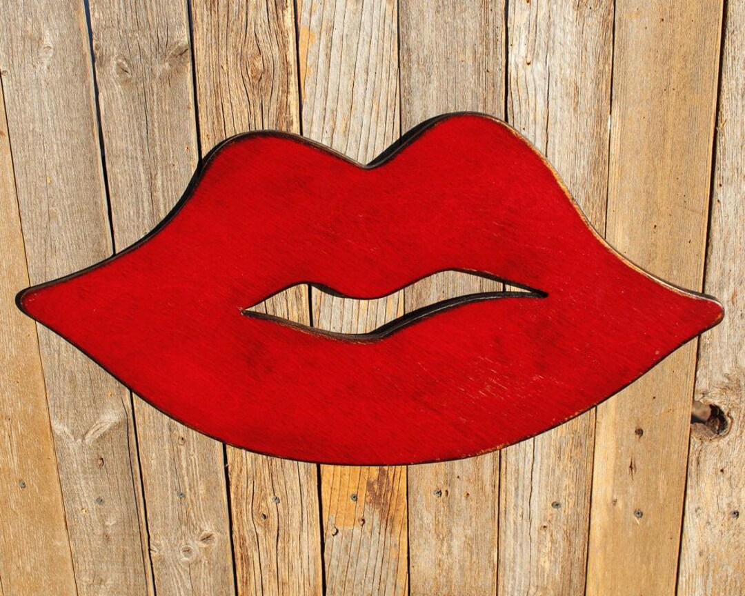 Large Red Lip Art: Chic Salon & Bathroom Wall Decor - Etsy
