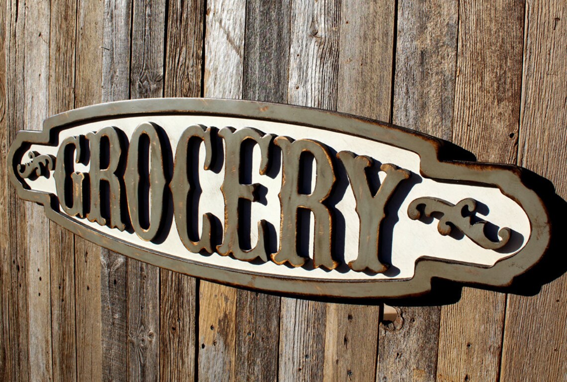 Kitchen Wall Decor Rustic Grocery Sign Vintage Grocery Sign - Etsy