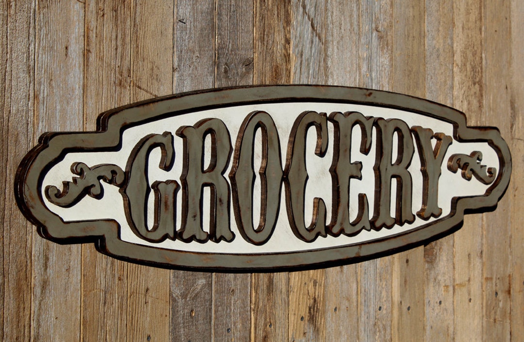 Kitchen Wall Decor Rustic Grocery Sign Vintage Grocery Sign Large ...