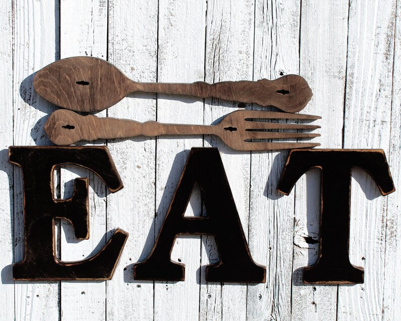 Rustic Eat Sign Eat Wooden Sign Fork and Spoon Wooden Eat Sign - Etsy