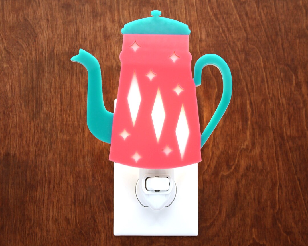 Atomic Coffee Pot Night Light: Mid Century Modern Acrylic Kitchen Decor ...