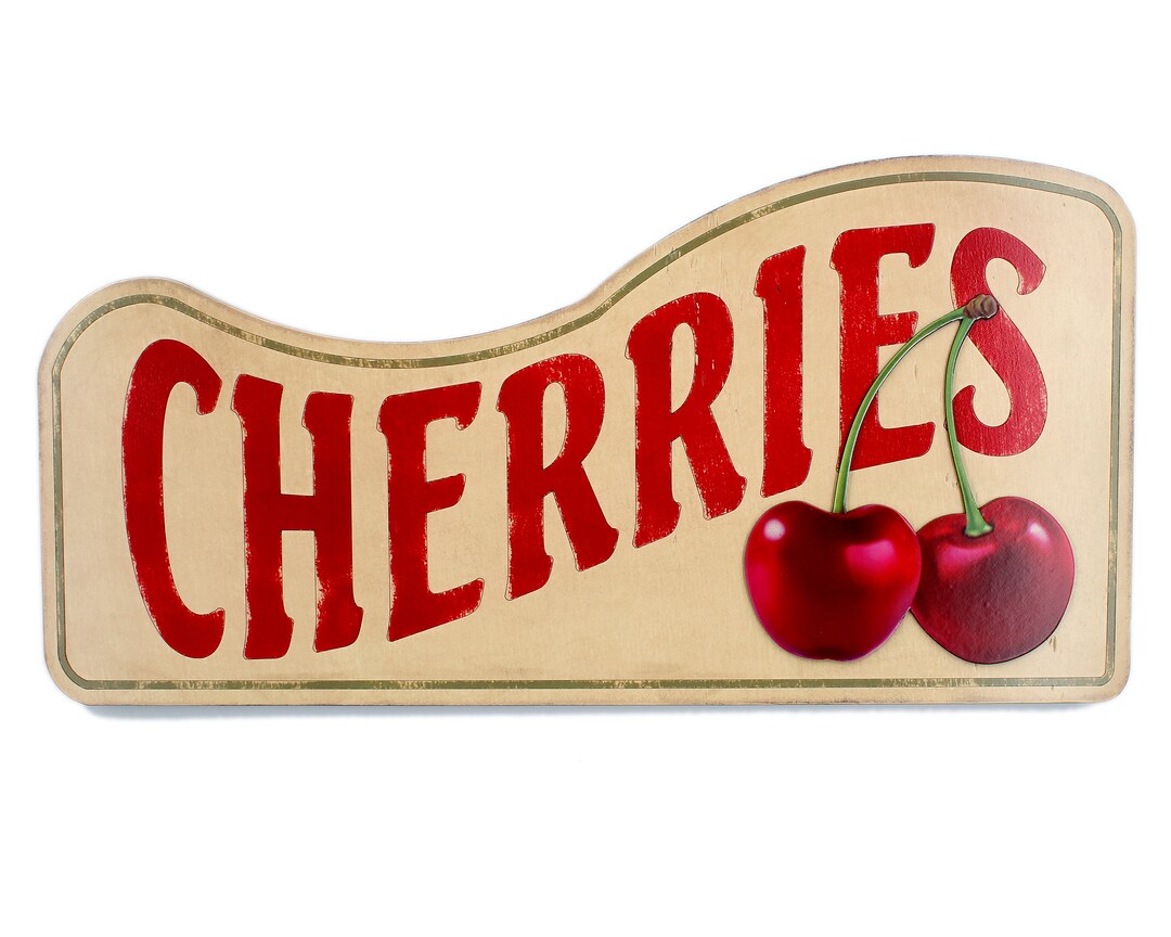 Cherries Sign Cherry Decor Cherries Kitchen Sign Rustic Cherries Decor ...