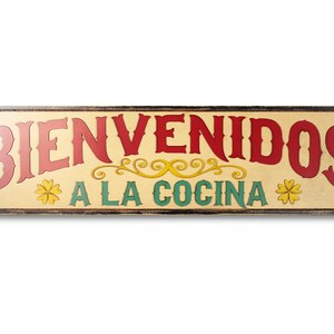 Kitchen Wall Decor Cocina Sign Bienvenidos Cocina Wood Kitchen Sign ...