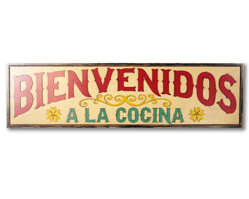 Kitchen Wall Decor Cocina Sign Bienvenidos Cocina Wood Kitchen | Etsy