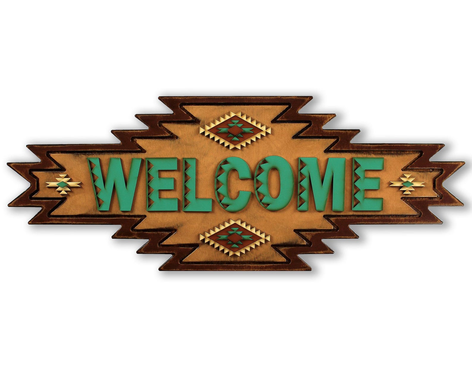 Rustic Southwest Welcome Sign: Turquoise Geometric Design - Etsy