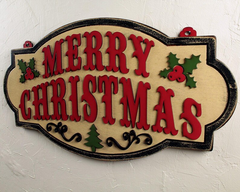Farmhouse Merry Christmas Wood Sign: Holiday Home Decor (24x13) - Etsy
