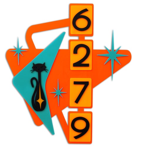 MCM House Address Sign Custom House Address Mid Century - Etsy