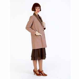 2-piece Ensemble of 2-toned Brown Cotton Jacket and Dress, 1920s Gatsby ...