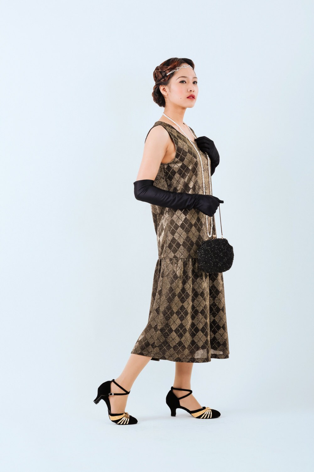 Black and gold flapper dress gold Great Gatsby dress 1920s | Etsy