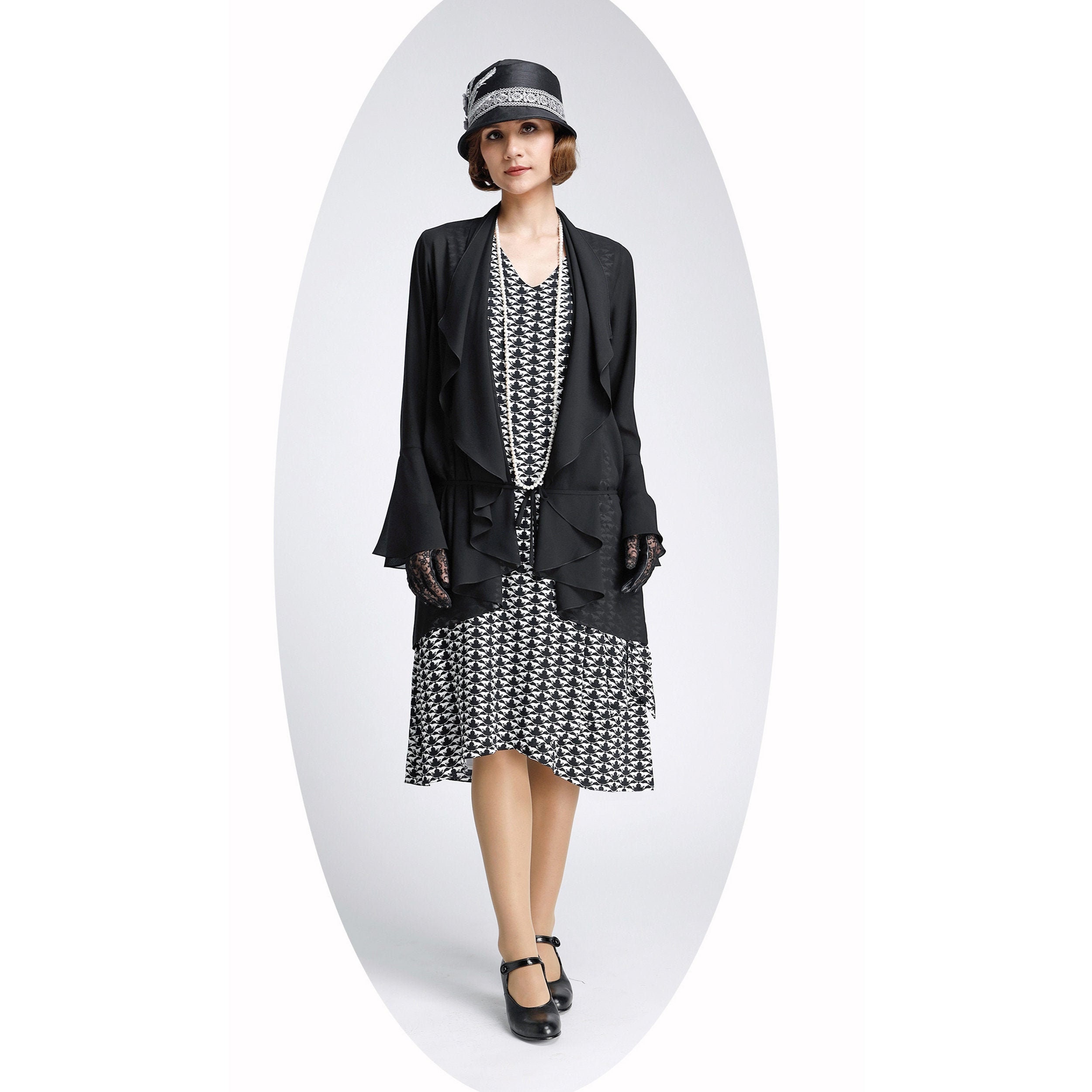 Black Chiffon Jacket With Cascade Collar Great Gatsby Sheer | Etsy