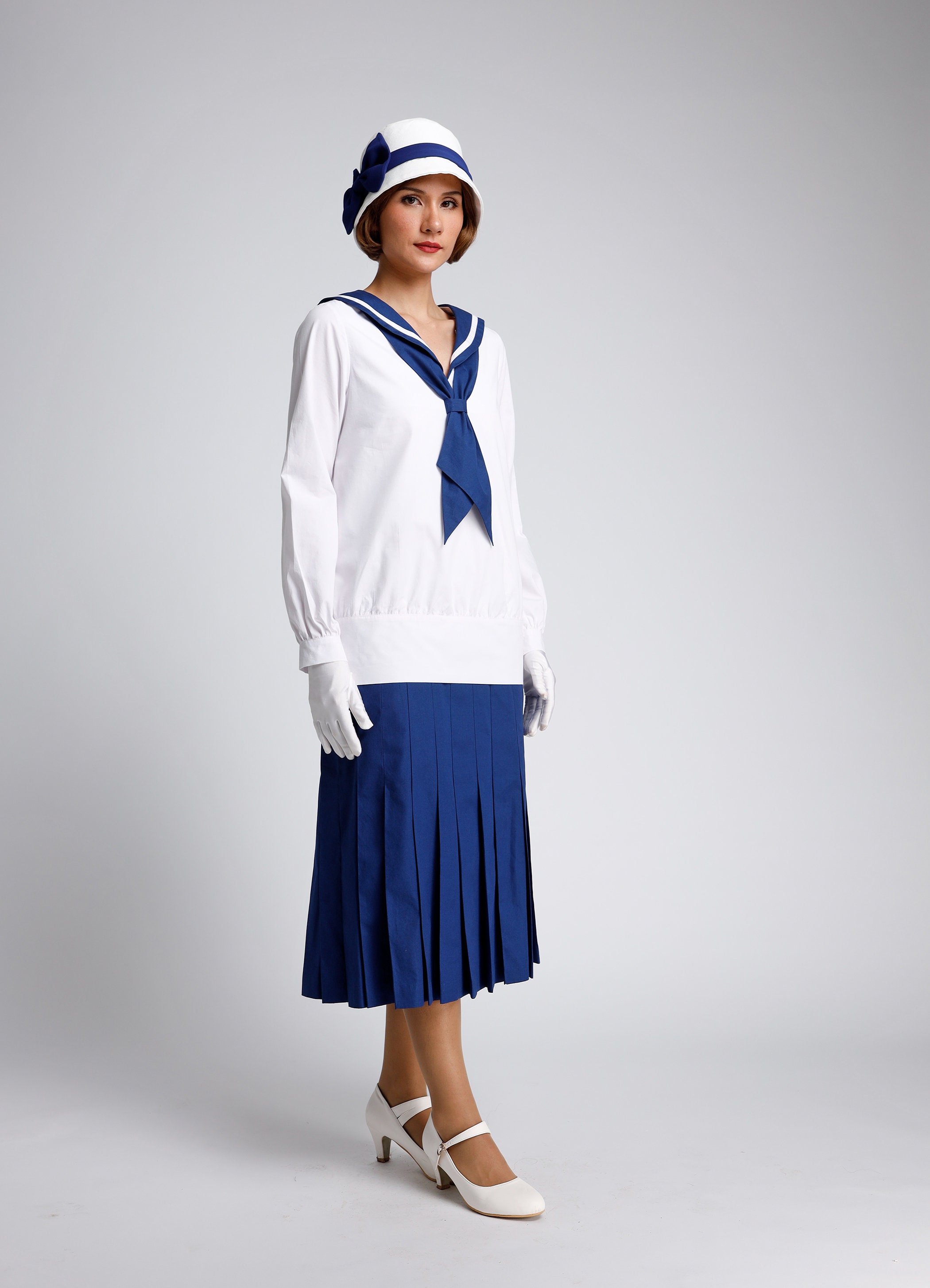 2-piece Sailor Outfit in White and Navy 1920s Sailor - Etsy