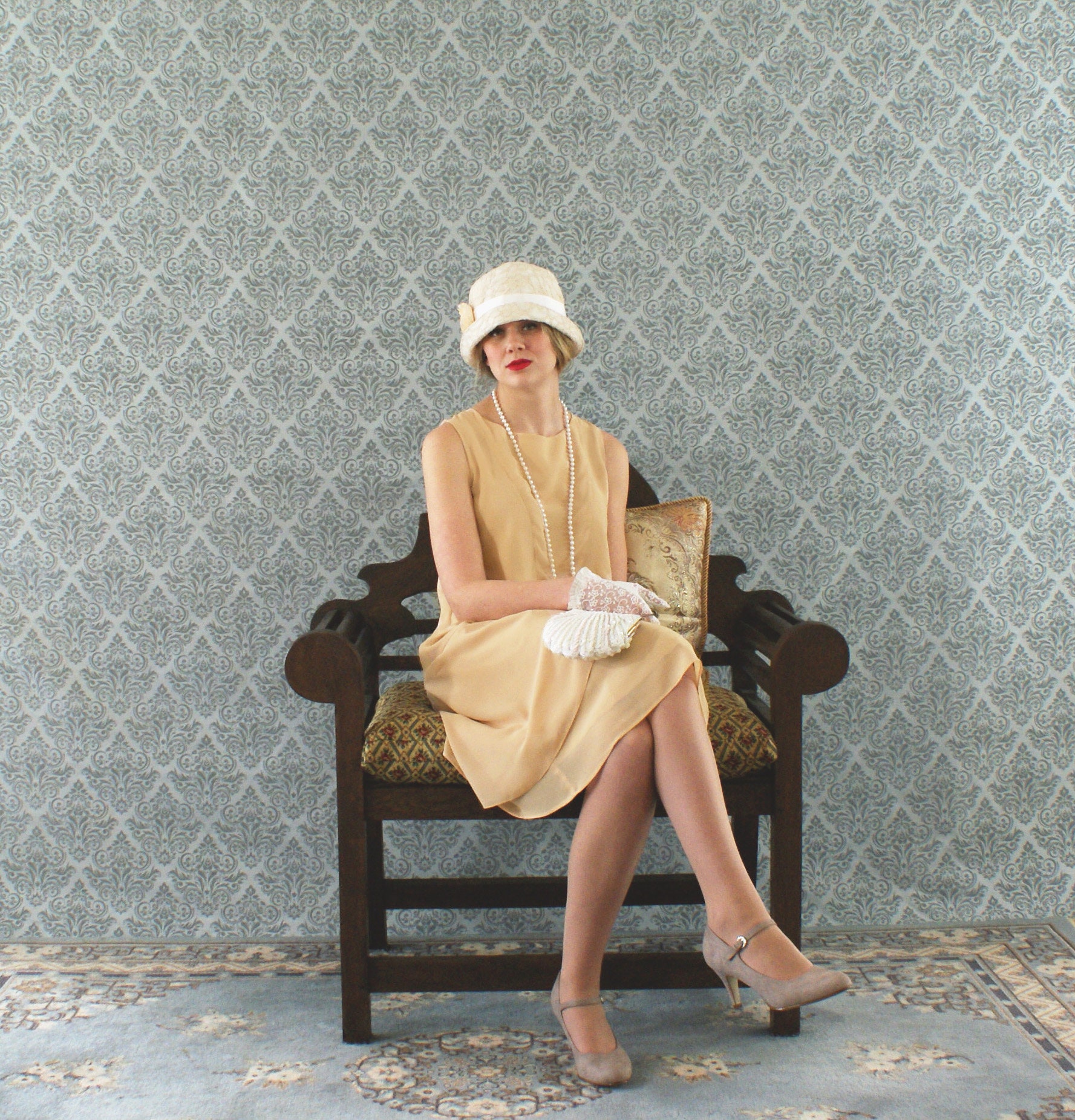 Pale Marigold Chiffon Flapper Dress With a Ruffled Skirt | Etsy