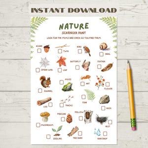 Printable Nature Scavenger Hunt for Kids, Instant Downloadable Outdoor ...