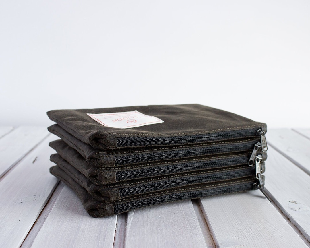 Waxed Canvas Zipper Pouch Set, Water-resistant Travel Gadget Case for ...