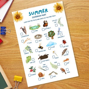 Printable Summer Nature Scavenger Hunt for Kids, Outdoor Fun Activity ...