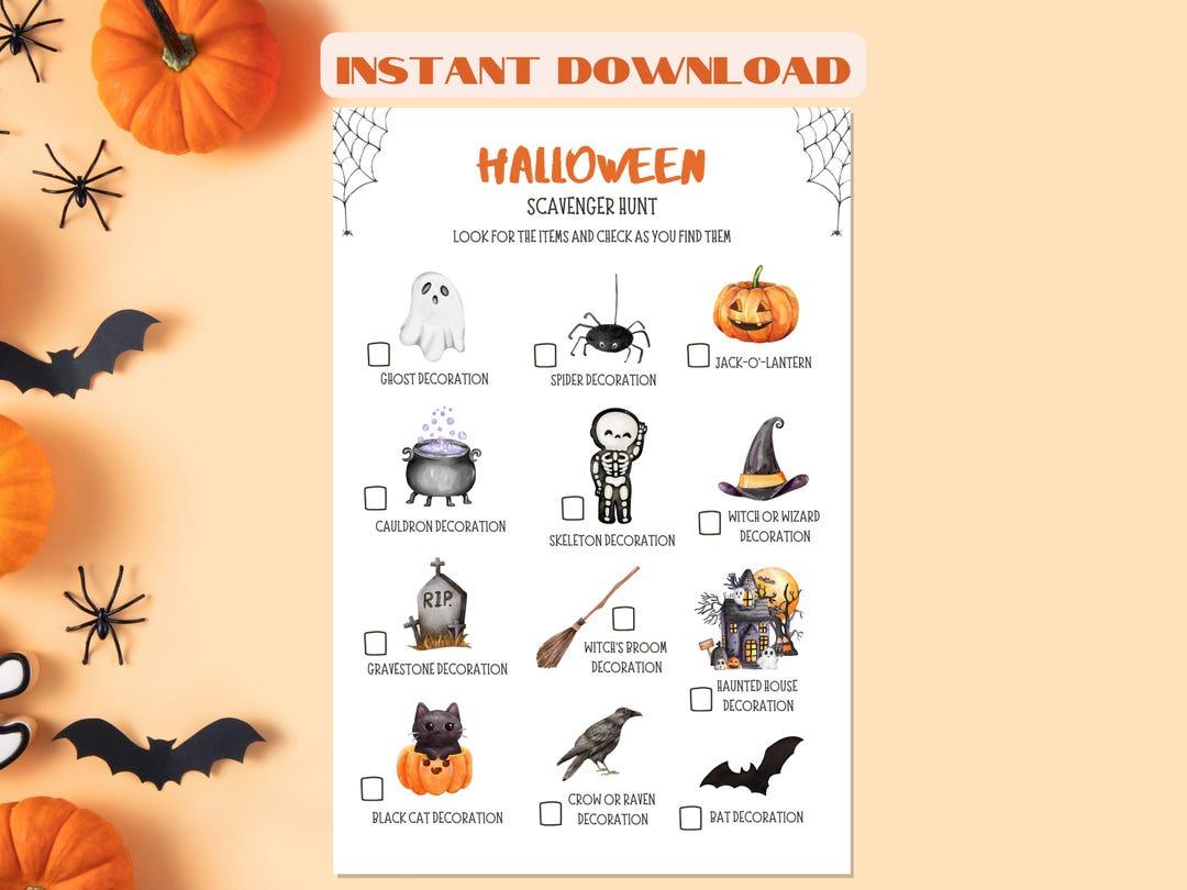 Printable Outdoor Halloween Scavenger Hunt for Kids, Spooky Treasure ...
