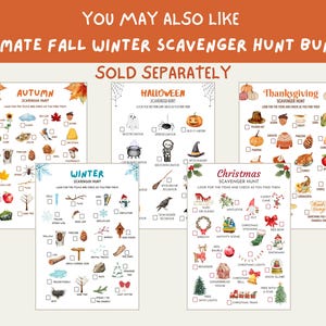 Printable Fall Winter Nature Scavenger Hunt Bundle, Instant ...