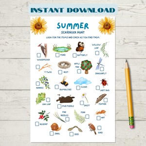 Printable Summer Nature Scavenger Hunt for Kids, Outdoor Fun Activity ...