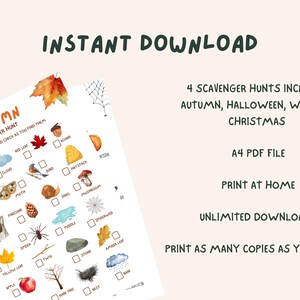 Printable Fall Winter Nature Scavenger Hunt Bundle, Instant ...