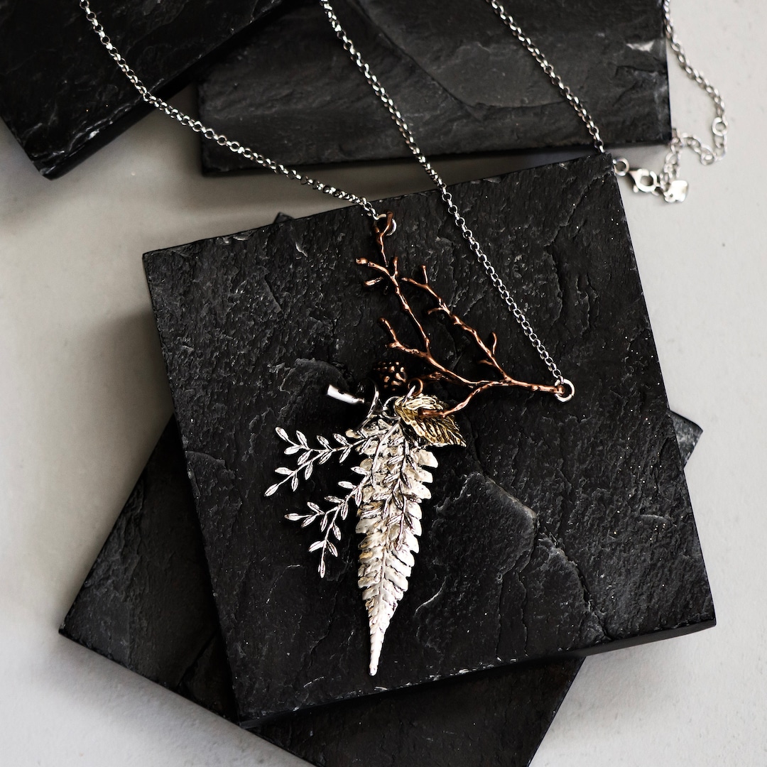 Forest Necklace, Woodland Jewelry, Leaves Necklace, Branch Necklace ...